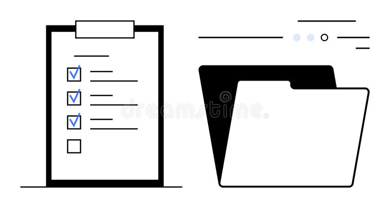 Checklist and Folder Symbolizing Task Completion and Document ...