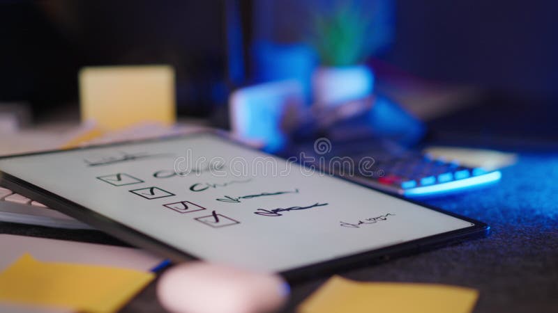 Checklist Completed Tasks Tablet Stock Footage - Video of progress ...