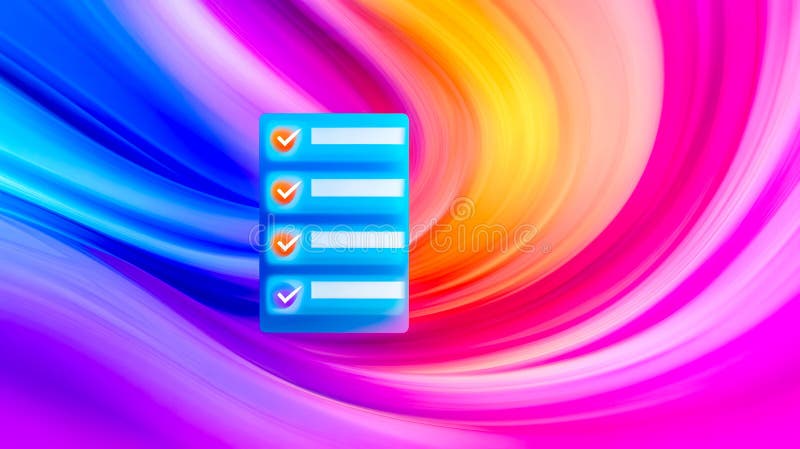Checklist Completing with Check Marks on Vibrant Abstract Swirl ...