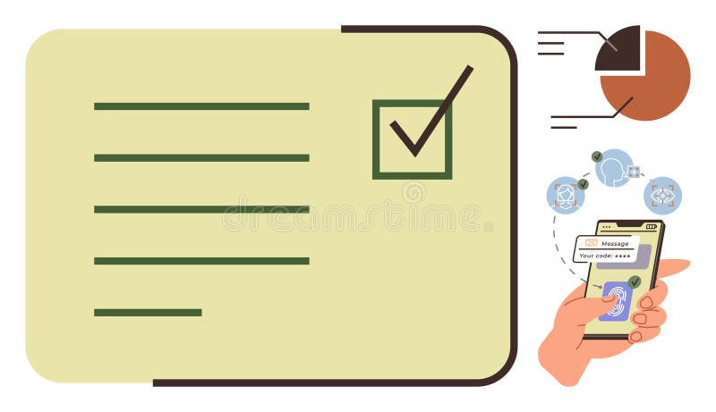 Checklist Completion with Mobile Communication and Data Visualization Concept Stock Illustration ...