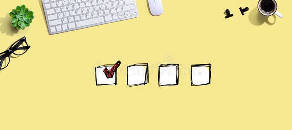 Checklist with a Computer Keyboard Stock Image - Image of completed ...