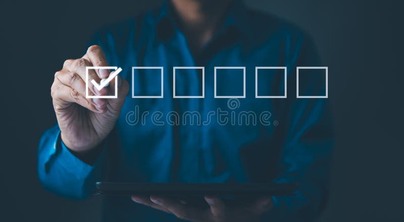 Checklist Concept with Businessman and Check Mark. a Businessman ...
