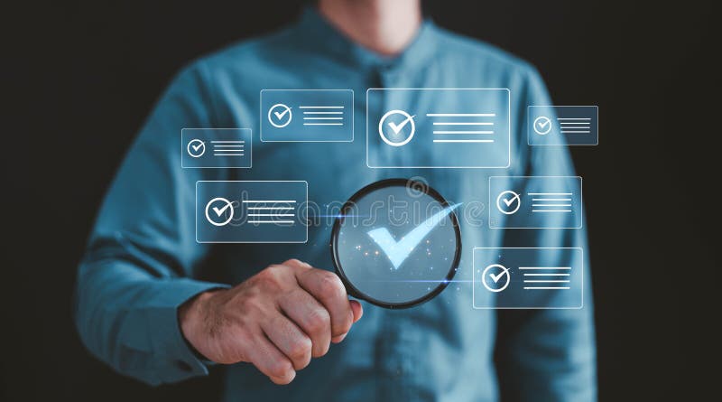 Checklist Concept, Businessman Mark Checkboxes, Survey Form, Check ...