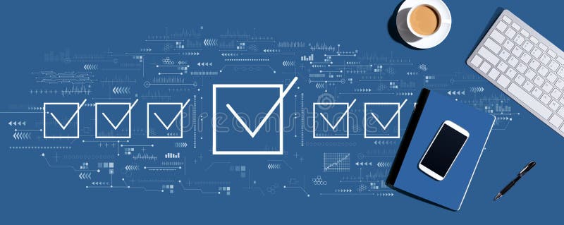 Checklist Concept with Computer Keyboard and Office Items Stock ...