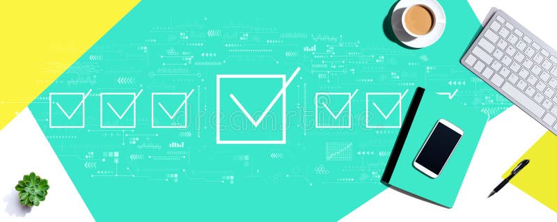 Checklist Concept with Computer Keyboard and Office Items Stock Image ...