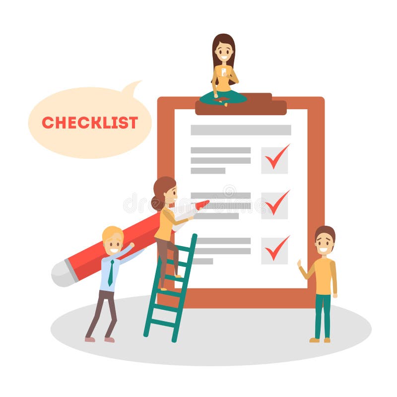 Checklist Concept. People Make Checkmark on Clipboard Stock Vector ...