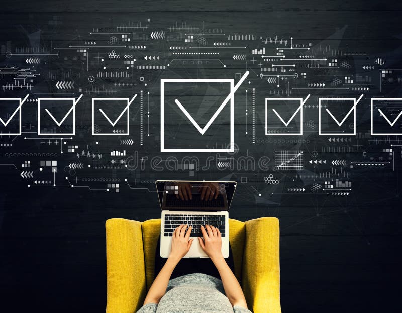 Checklist Concept with Person Using a Laptop Stock Image - Image of ...