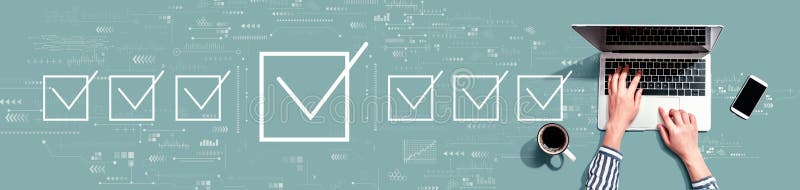 Checklist Concept with Person Using Laptop Stock Image - Image of ...