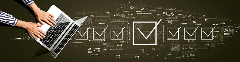 Checklist Concept with Person Using Laptop Editorial Image ...