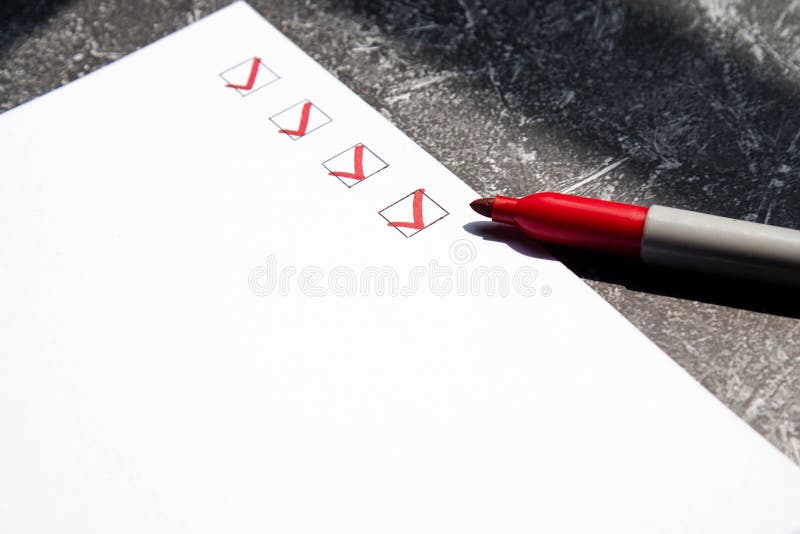Checklist Concept, Red Marking on Checklist Box. Copy Space Stock Photo ...