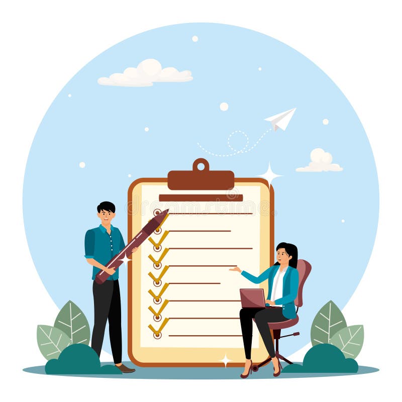 Checklist Concept To Complete Project Task, Team Collaboration Around a Checklist. Stock ...