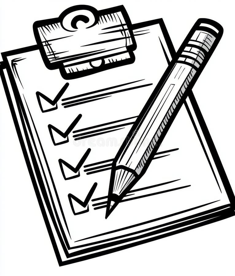Checklist with Continuous Lines. Illustration in a Modern Style Stock ...