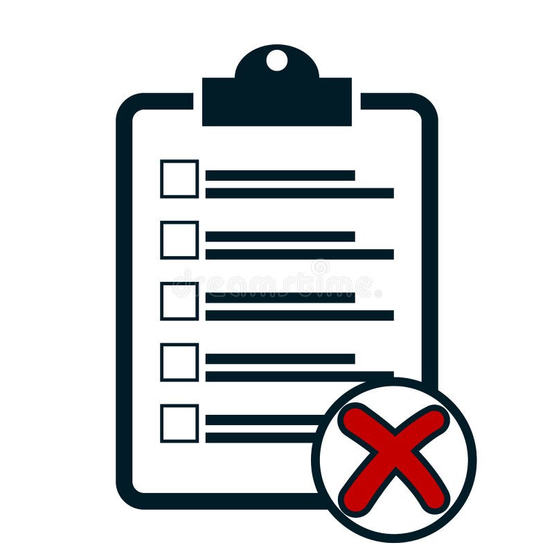 Checklist with Cross Icon. Clipboard with Red X Marks Stock Vector ...