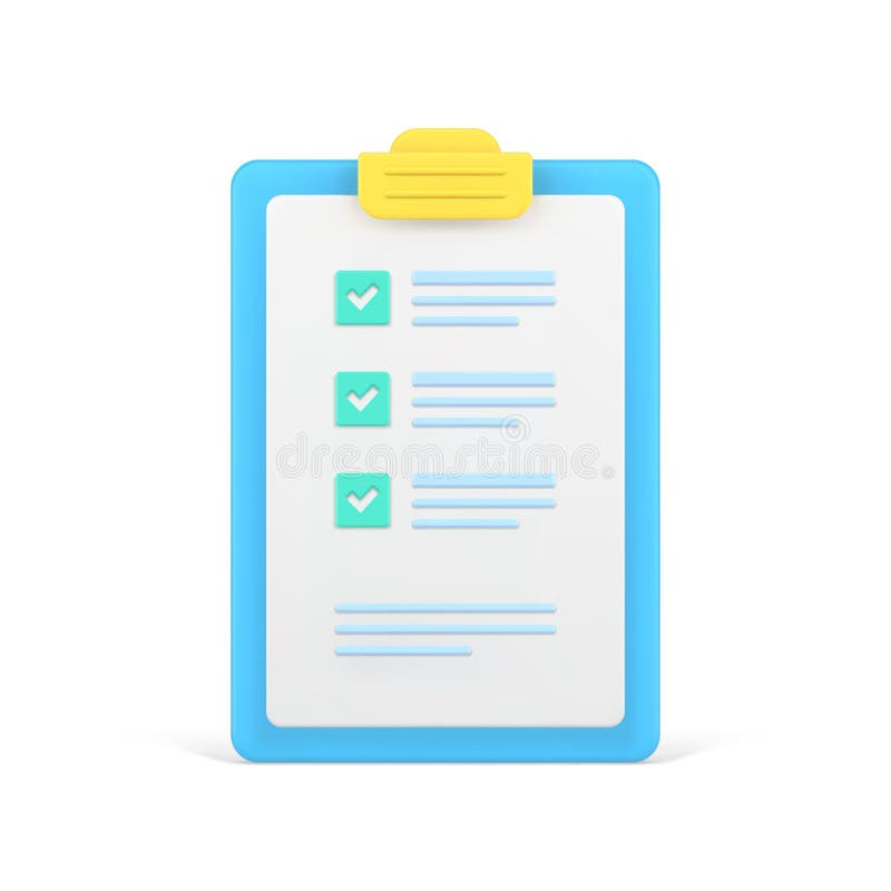 Checklist on 3d Clipboard Paper. Document in Test Form with Check Marks ...