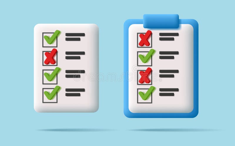 Checklist 3d Icon with File and Folder with Paper and Chek Marks and ...