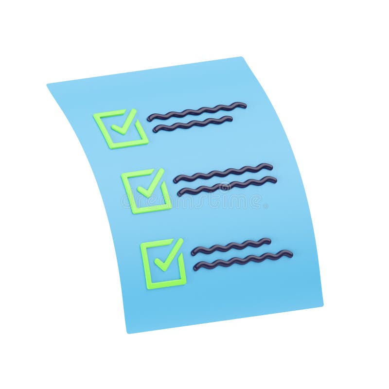 Checklist 3d Render Icon, Register Document and Check List Illustration ...
