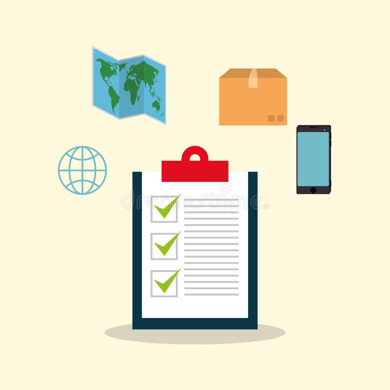Checklist with Delivery Service Icons Stock Vector - Illustration of ...