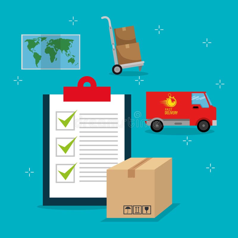 Checklist with Delivery Service Icons Stock Vector - Illustration of ...