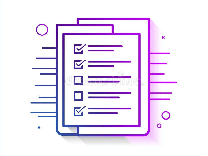 Checklist Design with Purple and Blue Highlights Showcasing Tasks and ...