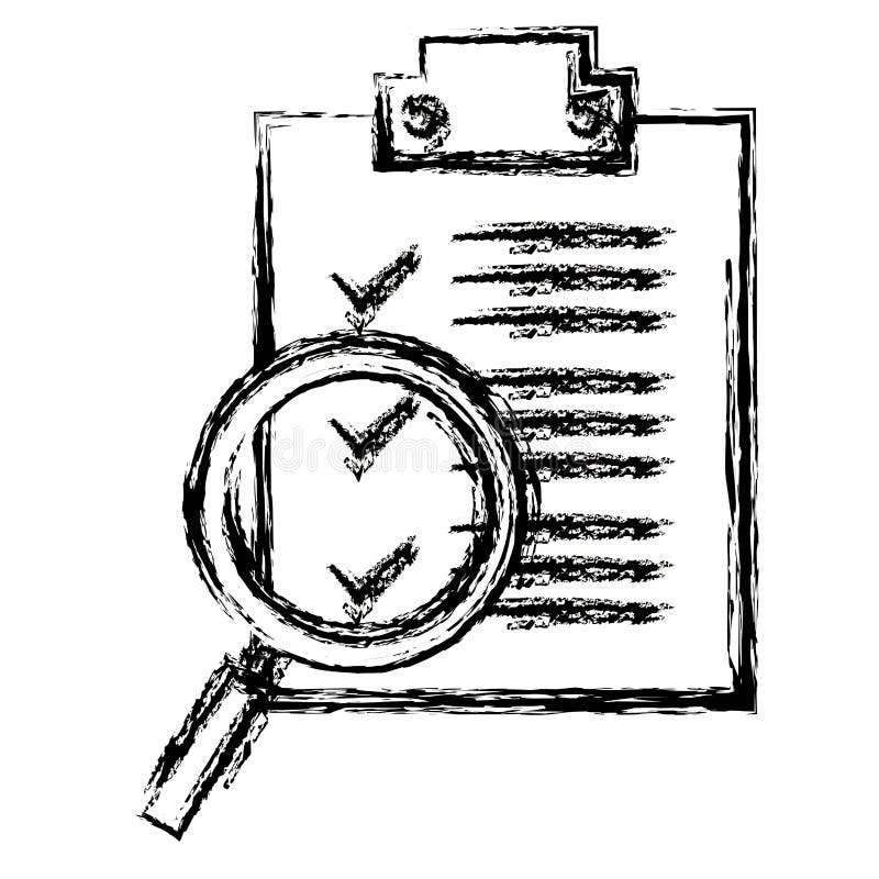Checklist Document with Magnifying Glass Stock Vector - Illustration of ...