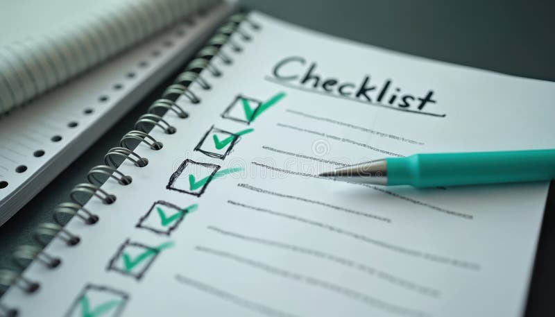 Checklist Document on To-do List Paper with Green Checkboxes. Survey ...