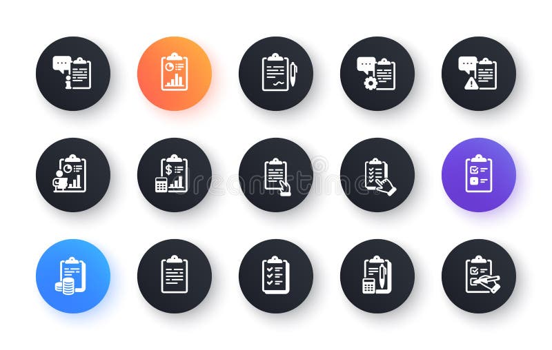 Checklist Documents Icons. Agreement Info, Clipboard Manager ...