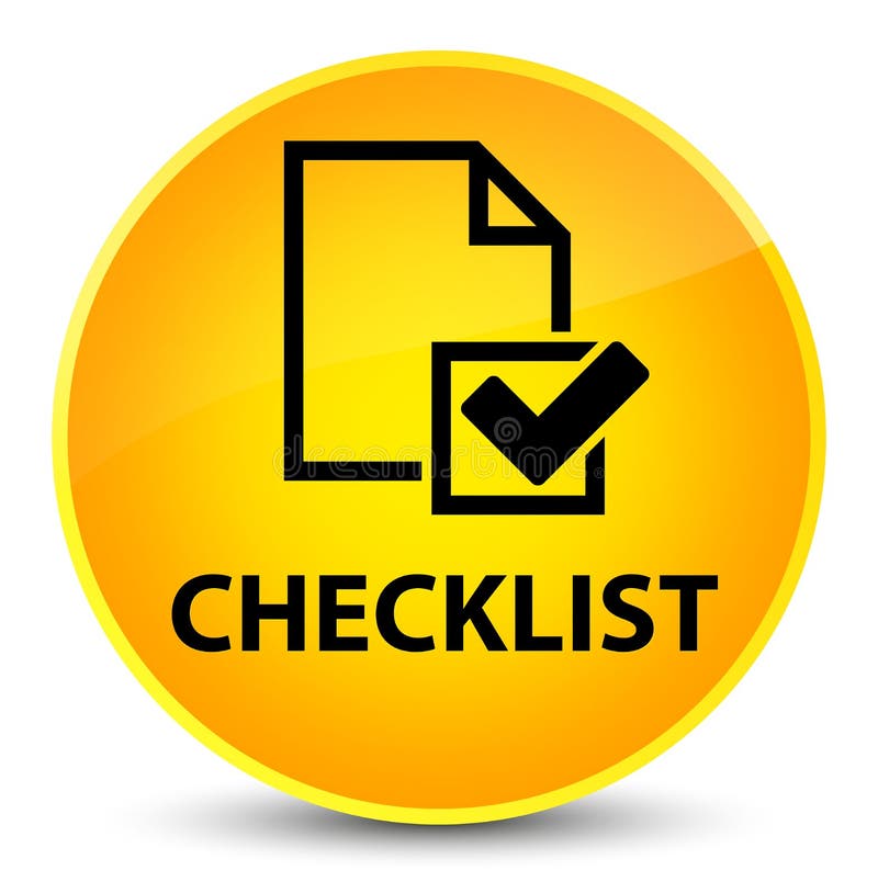 Checklist Elegant Yellow Round Button Stock Illustration - Illustration ...