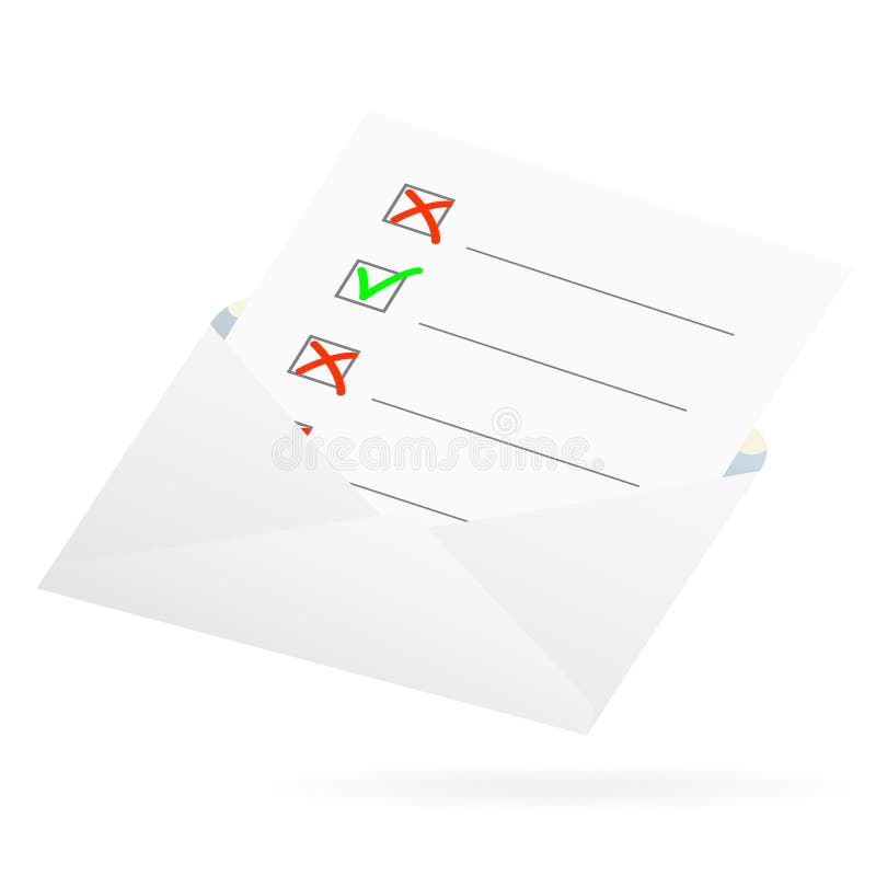Checklist in an envelope. stock vector. Illustration of clip - 44302559