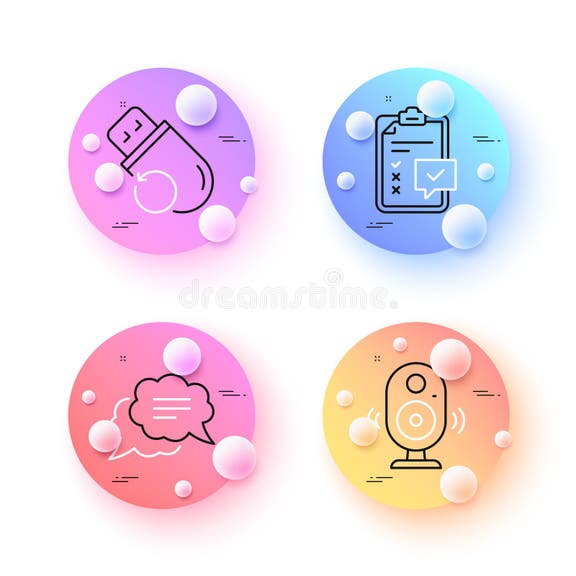 Checklist, Flash Memory and Text Message Minimal Line Icons. for Web Application, Printing ...