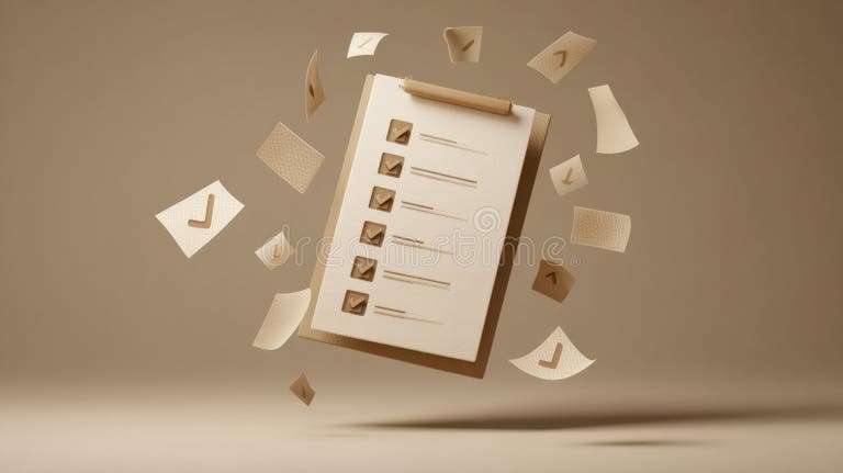Checklist Floating in the Air Surrounded by Crumpled Papers and ...