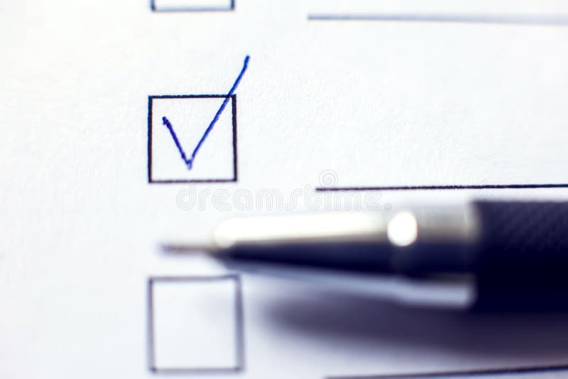 Checklist Form with a Pen on White Paper. Checkbox Concept Stock Image ...