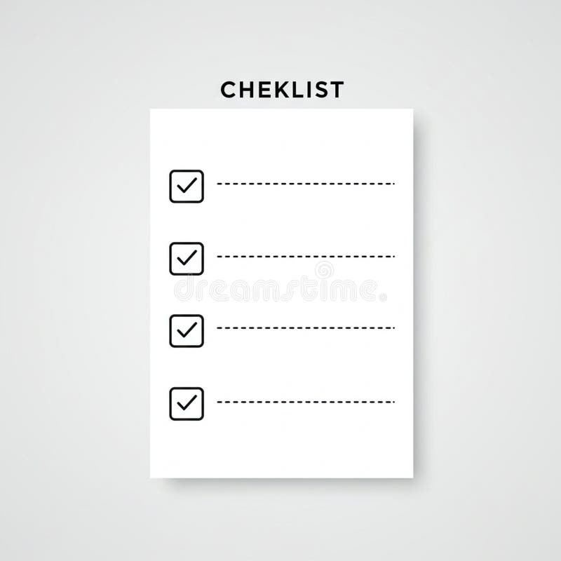 A Checklist with Four Items is Shown. Each Item Features a Checkbox on ...