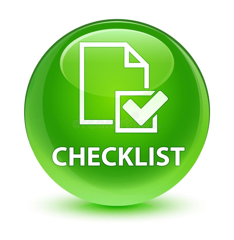 Checklist Glassy Green Round Button Stock Illustration - Illustration ...