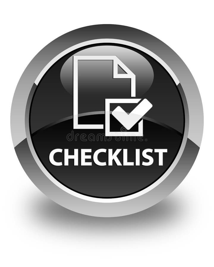 Checklist Glossy Black Round Button Stock Illustration - Illustration ...
