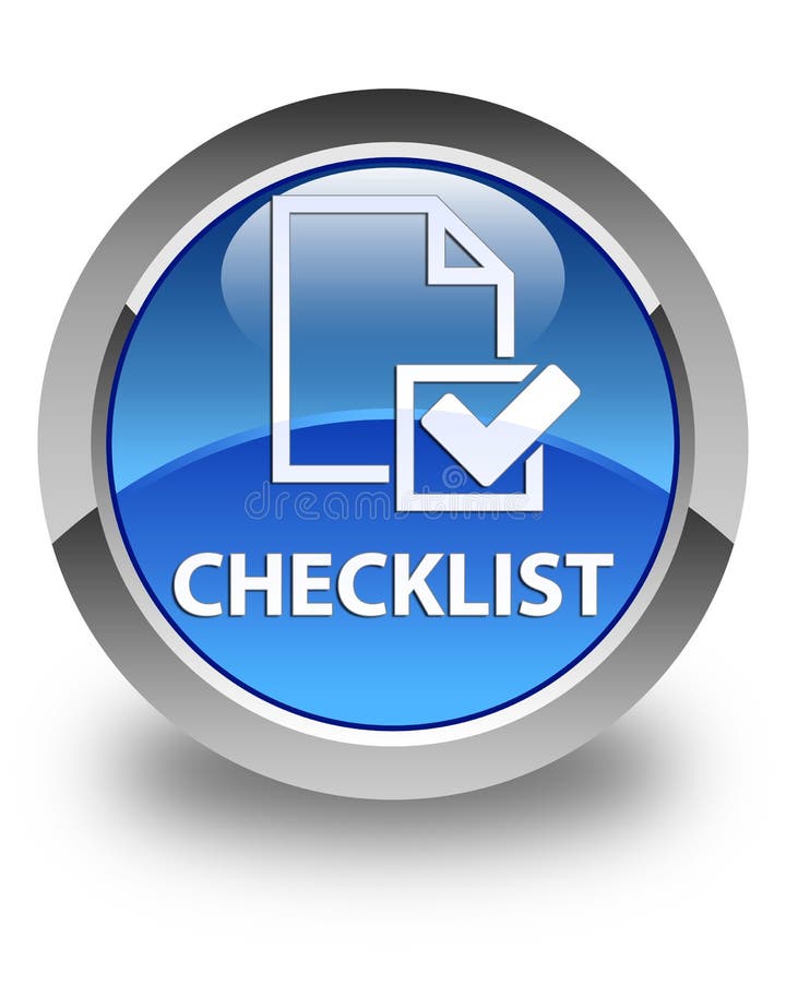 Checklist Glossy Blue Round Button Stock Illustration - Illustration of ...