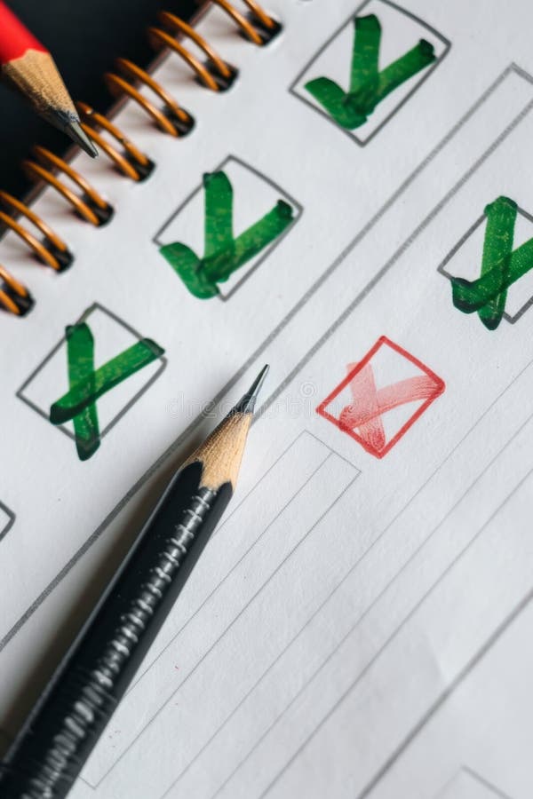 A Checklist with a Green Check Mark and Red Crosses Stock Illustration ...