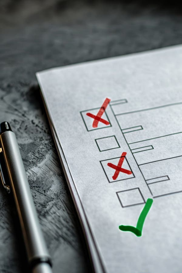 A Checklist with a Green Check Mark and Red Crosses Stock Illustration ...