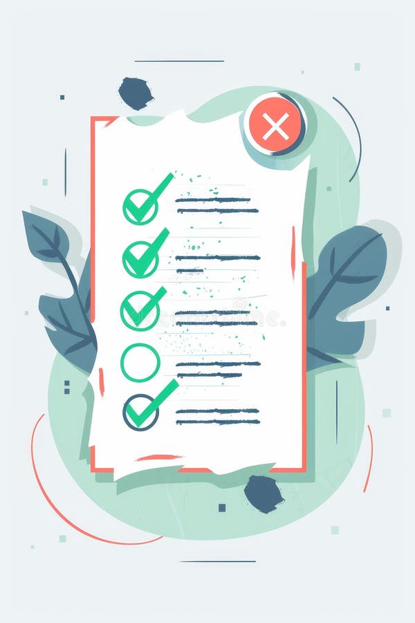 A Checklist with a Green Check Mark and Red Crosses. Illustration Stock ...