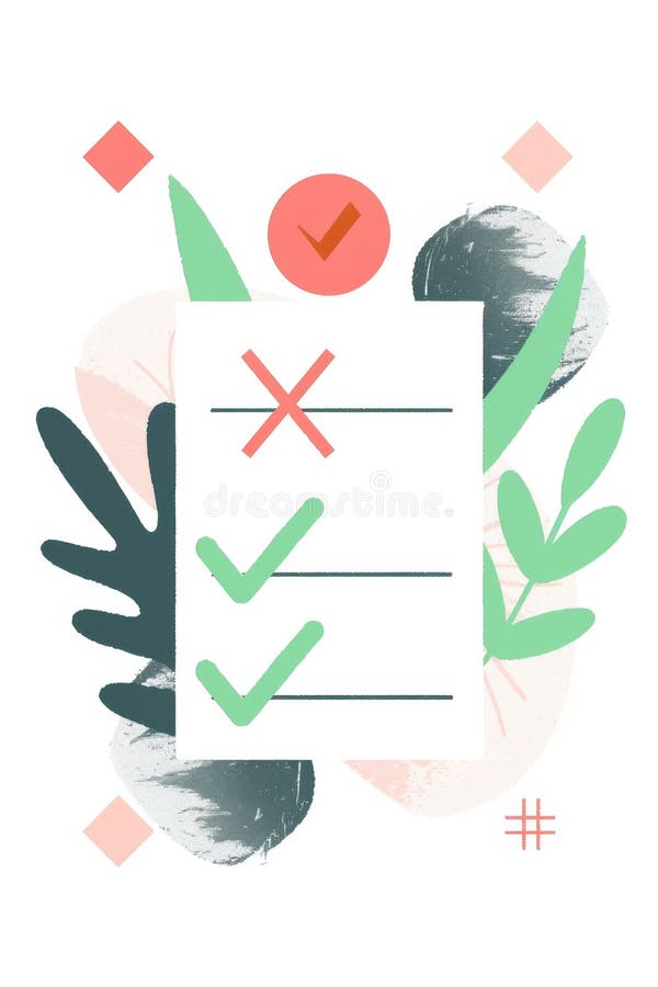 A Checklist with a Green Check Mark and Red Crosses. Illustration Stock ...