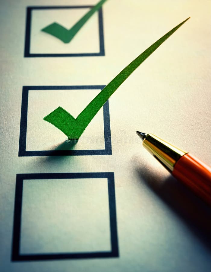 Checklist with Green Check Marks and a Pen on Desk for Task Completion ...