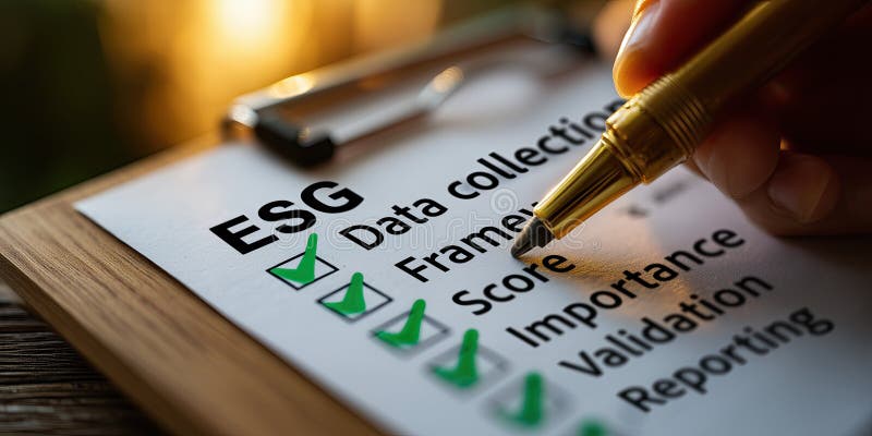 Checklist with Green Ticks Symbolizing Compliance in ESG Framework ...