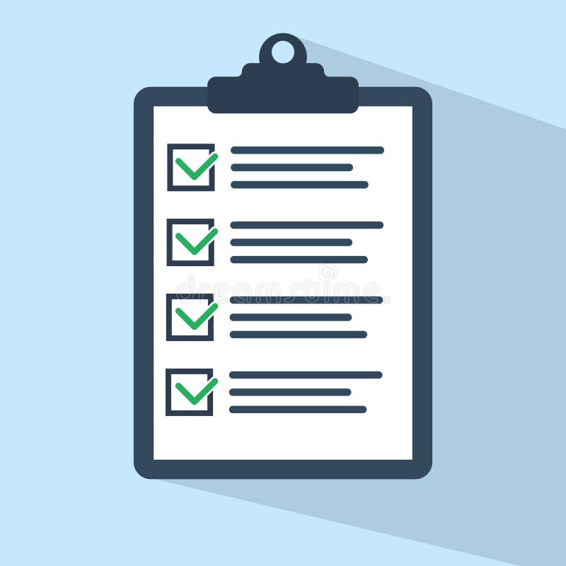 Checklist Icon. Approved Document. Work Plan Flat Design Stock Vector ...
