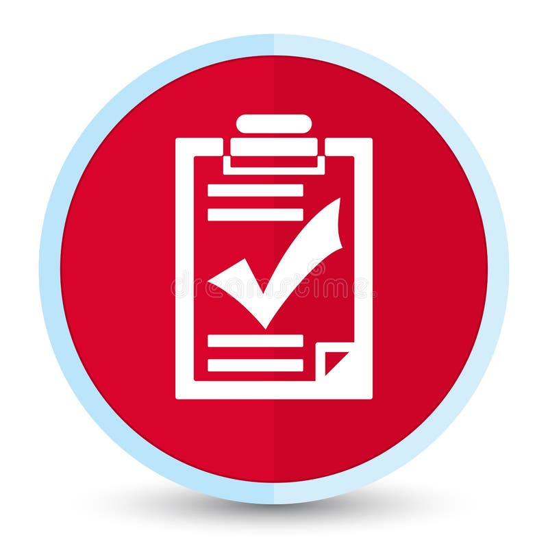 Checklist Icon Flat Prime Red Round Button Stock Vector - Illustration ...