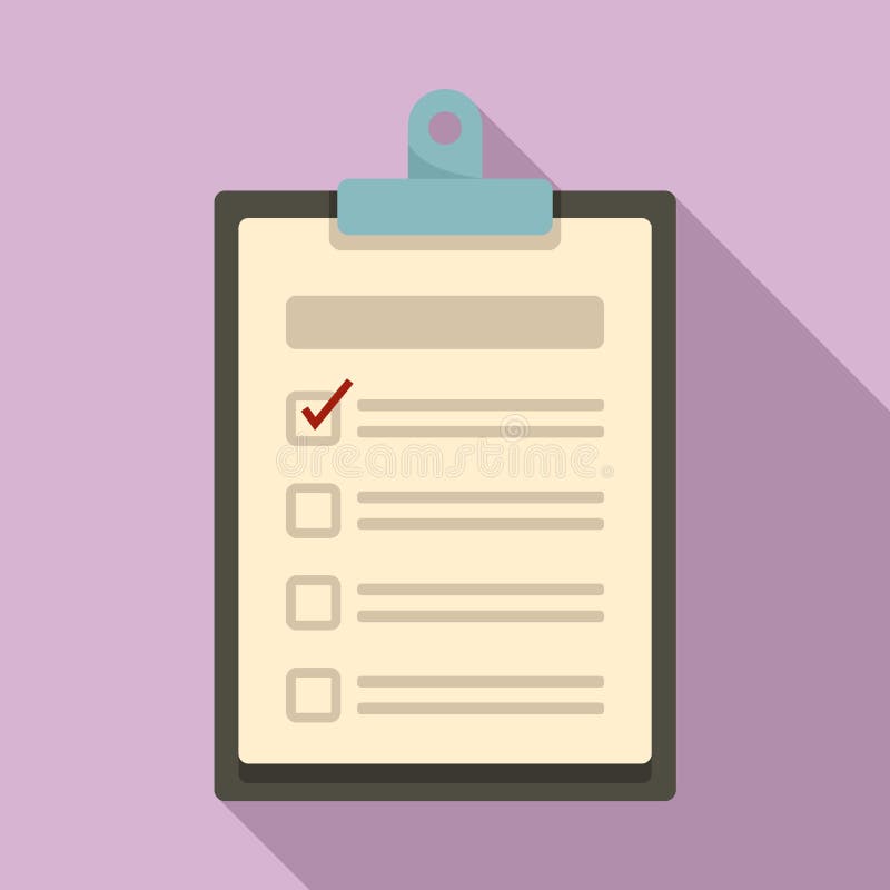 Checklist icon, flat style stock vector. Illustration of document ...