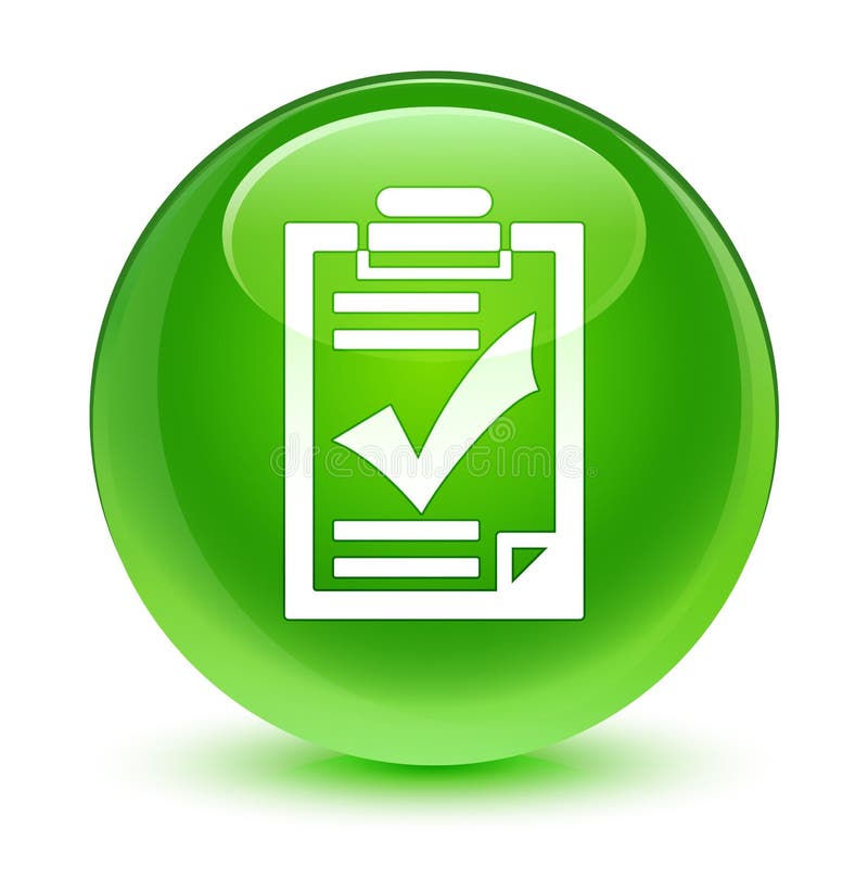 Checklist Icon Glassy Green Round Button Stock Illustration ...