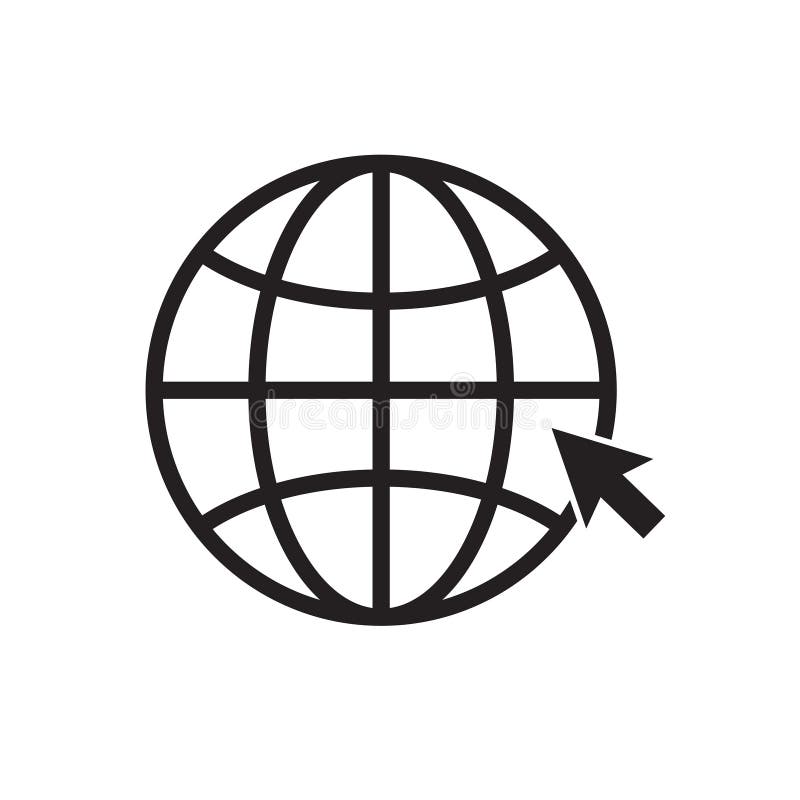 Globe Icon Isolated on White Background. Cursor Click Website Icon ...