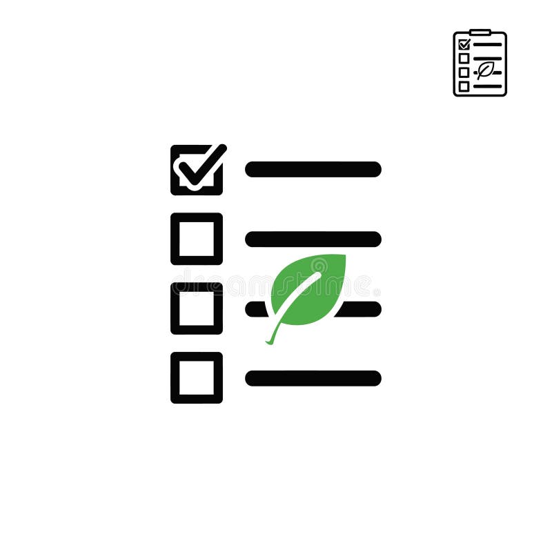 Checklist Icon Green Leaf Sustainable Ecology Checkboxes Stock Vector ...