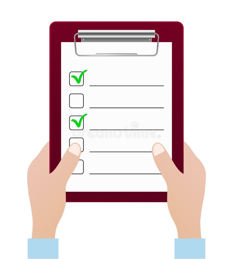 Checklist icon with hands stock vector. Illustration of sign - 200543414