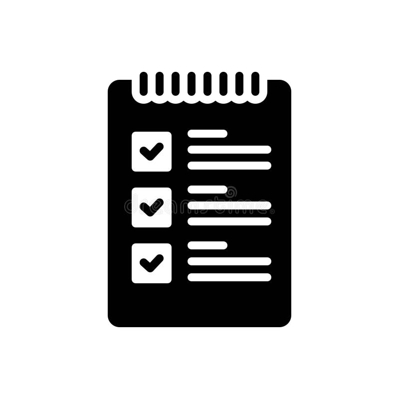 Black Solid Icon for Checklist, Index and Schedule Stock Vector ...