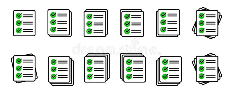 Checklist Icon, List Icon for Web with Green Check Boxes Isolated on ...